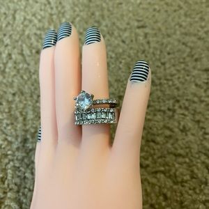 Jewelry | Bridal Wedding 2 Pc Silver Set Bling Ice Out Ring | Poshmark